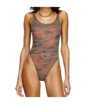 DIESEL® Camouflage Print Ribbed One-piece Swimsuit
