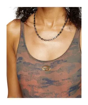 DIESEL® Camouflage Print Ribbed One-piece Swimsuit