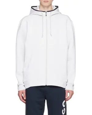 Hugo Boss Zip-up Hoodie With Embossed Logo - White