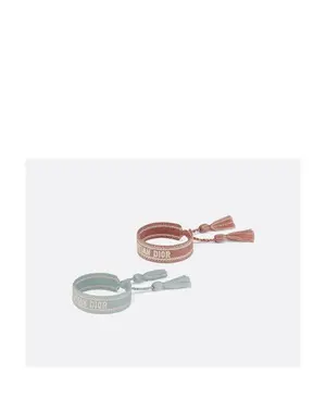 Dior Embroidered Bracelets Set Of Two - Gray