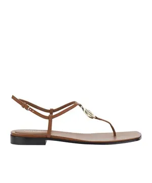 Gucci Thong Sandals With Adjustable Ankle Strap And Horsebit Detail - Brown