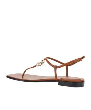 Gucci Thong Sandals With Adjustable Ankle Strap And Horsebit Detail - Brown