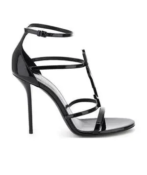 Saint Laurent Cassandra Open Toe Stiletto Sandals - Black
