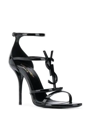 Saint Laurent Cassandra Open Toe Stiletto Sandals - Black