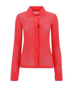 Bottega Veneta Mesh Buttoned Cardigan - Red