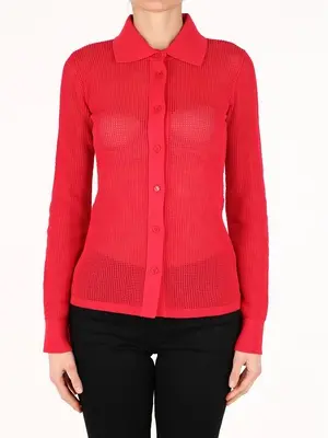 Bottega Veneta Mesh Buttoned Cardigan - Red