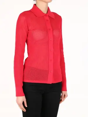 Bottega Veneta Mesh Buttoned Cardigan - Red