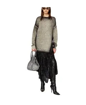 DIESEL® Asymmetric Hem Knitted Midi Dress