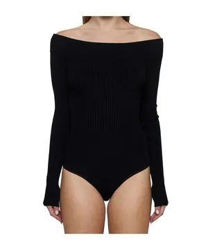 Alaïa Off-shoulder Ribbed Knit Bodysuit
