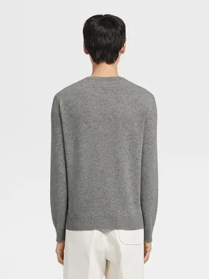 Zegna Crew Neck Cashmere Sweater - Gray