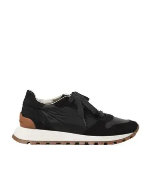 Brunello Cucinelli Panelled Lace-up Sneakers - Black