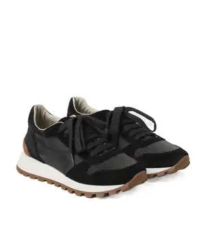 Brunello Cucinelli Panelled Lace-up Sneakers - Black