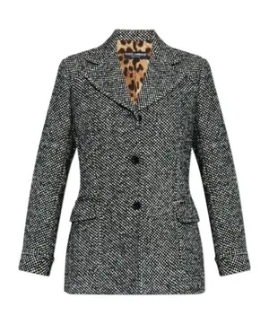 Dolce & Gabbana Textured Flap-pocket Tweed Jacket - Gray