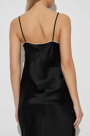 Victoria Beckham Spaghetti Strap V-neck Top - Black