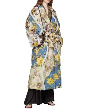 Acne Studios Floral Print Padded Coat