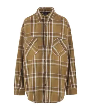 HAIKURE Checkered Long-sleeve Shirt - Brown