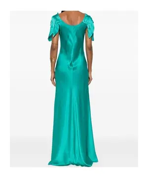 Alberta Ferretti Maxi Dress With Cowl Neck And Flared Hem