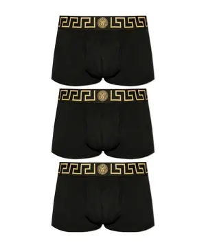 Versace Greca-border Three-pack Boxer Briefs - Black