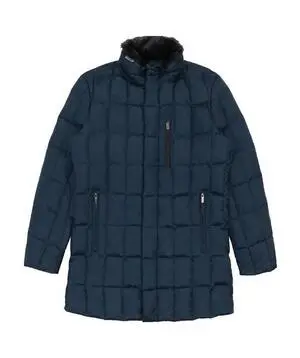 Emporio Armani Quilted Down Jacket With Fur-lined Hood - Blue