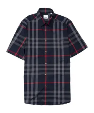 Burberry Check Short Sleeve Shirt - Black