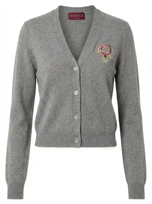 Gucci Wool Cashmere Cardigan With Embroidery