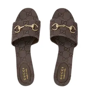 Gucci Horsebit Slide Sandals - Brown
