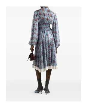 Dolce & Gabbana Floral Lace-trim Long-sleeve Dress