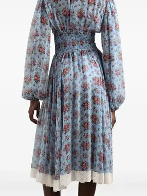 Dolce & Gabbana Floral Lace-trim Long-sleeve Dress