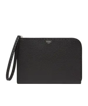 Fendi Selleria Logo Lettering Small Pouch - Black