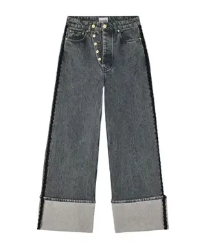 GANNI Double Fly Baggy Jeans - Black