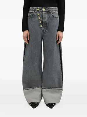 GANNI Double Fly Baggy Jeans - Black