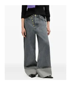 GANNI Double Fly Baggy Jeans - Black