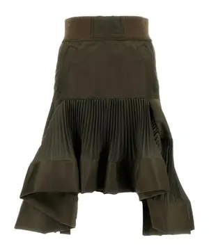 Sacai Asymmetrical Pleated Skirt - Green