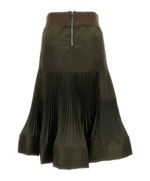 Sacai Asymmetrical Pleated Skirt - Green