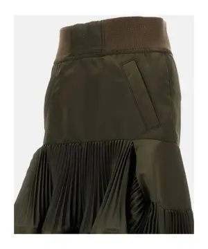Sacai Asymmetrical Pleated Skirt - Green