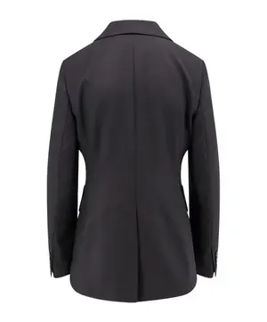 Max Mara Sanna Double-breasted Long-sleeved Jacket With Buckle Lapels - Black