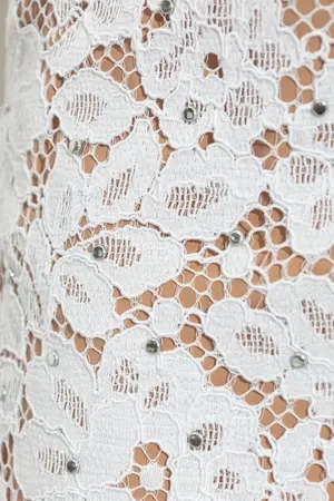 Michael Kors Studded Corded Floral Lace Mini Skirt