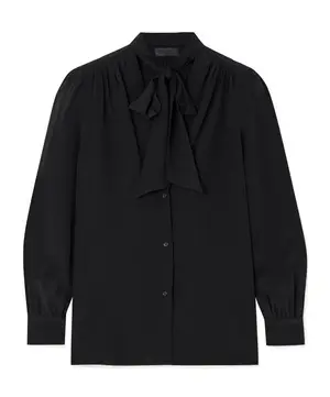 NILI LOTAN Tie-neck Silk Crepe Shirt