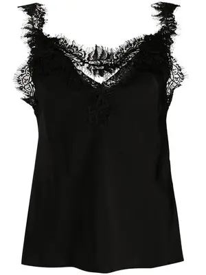 Gold Hawk Lace Panel Silk Blouse