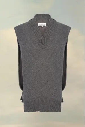 MAISON MARGIELA Layered Ribbed Knit Vest - Gray