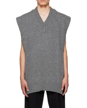 MAISON MARGIELA Layered Ribbed Knit Vest - Gray