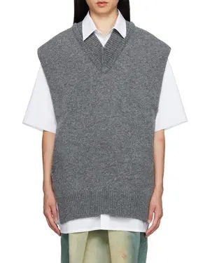 MAISON MARGIELA Layered Ribbed Knit Vest - Gray