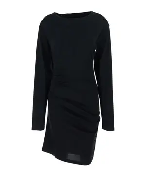Max Mara Gathered Virgin Wool Asymmetrical Dress - Black