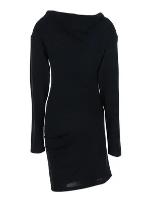 Max Mara Gathered Virgin Wool Asymmetrical Dress