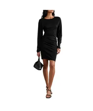 Max Mara Gathered Virgin Wool Asymmetrical Dress