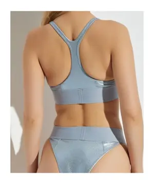 DIESEL® Metallic Racerback Bikini Top - Light Blue