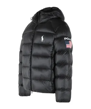 Polo Ralph Lauren Down Hooded Jacket With Embroidered Logo - Black