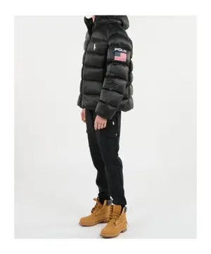Polo Ralph Lauren Down Hooded Jacket With Embroidered Logo - Black