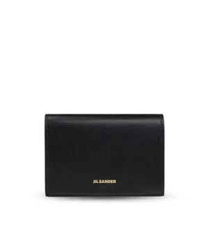 JIL SANDER Logo Printed Bi-fold Cardholder - Black