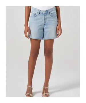 AGOLDE V-waist Wide-leg Denim Shorts